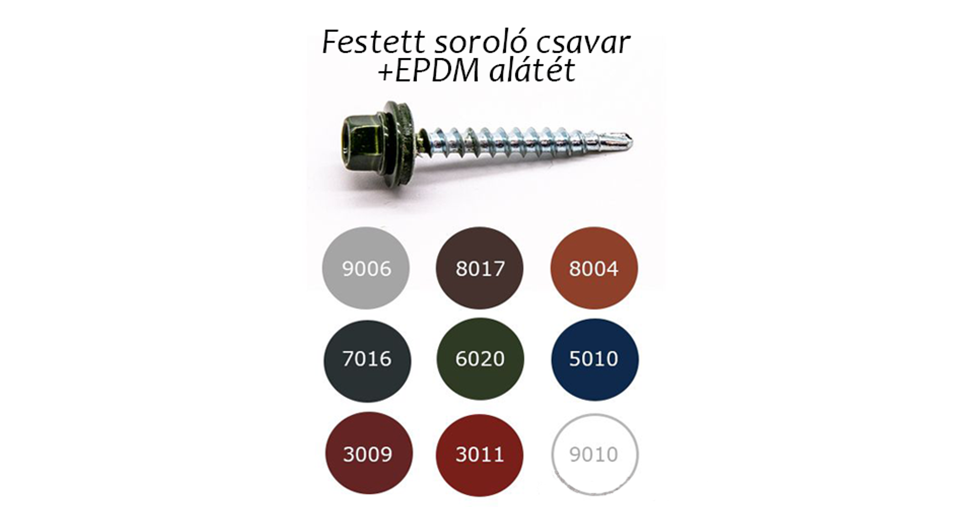 Festett soroló csavar 4,8x19 RAL9006 (fehér-alu)