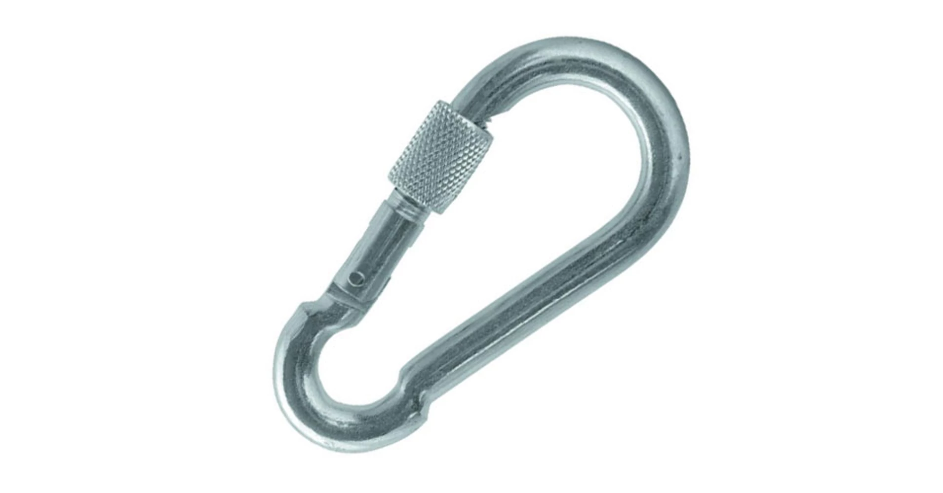 Karabiner csavarbiztosítással, horganyzott 10x100-Csavardiszkont-hu